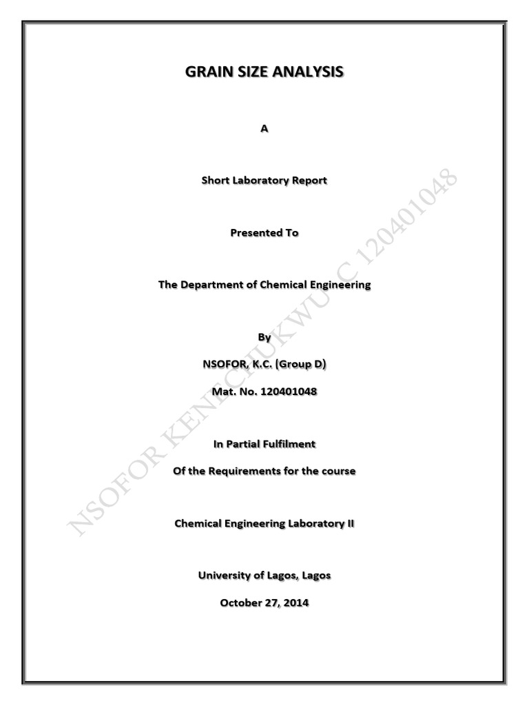 Grain Size Analysis Lab Report | PDF | Physical Sciences | Nature
