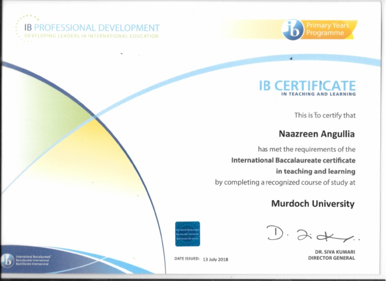 Ib Certificate in Teaching and Learning | PDF