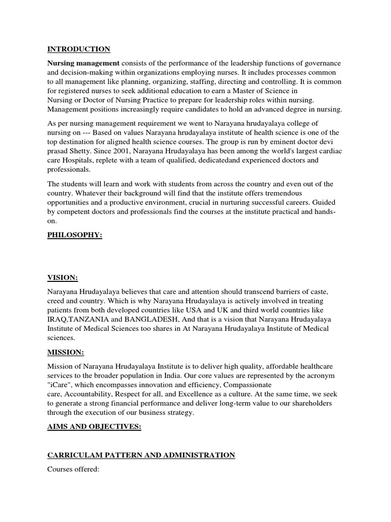 Nursing Management Consists of The Performance of The Leadership Functions of Governance | PDF ...