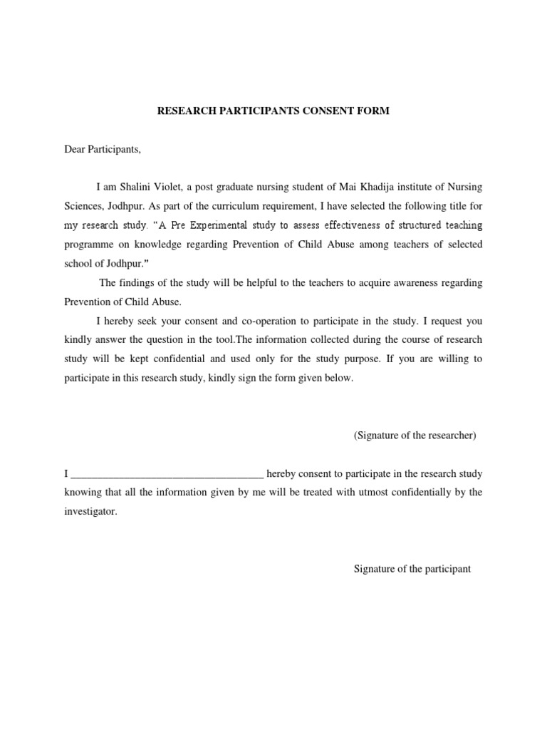 Consent Form For Participants | PDF
