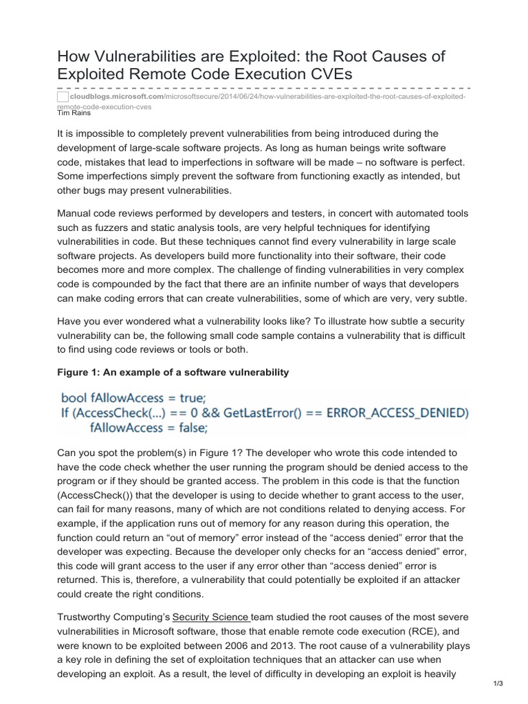 How Vulnerabilities Are Exploited: The Root Causes of Exploited Remote Code Execution Cves ...