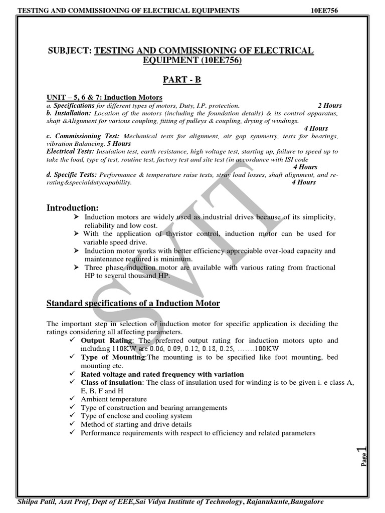 Electrical Equipment Testing & Commissioning | PDF | Engines ...