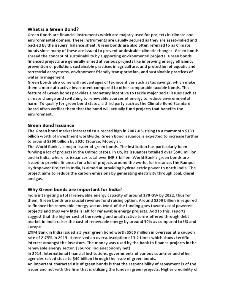 What Is A Green Bond? | PDF | Bonds (Finance) | Renewable Energy