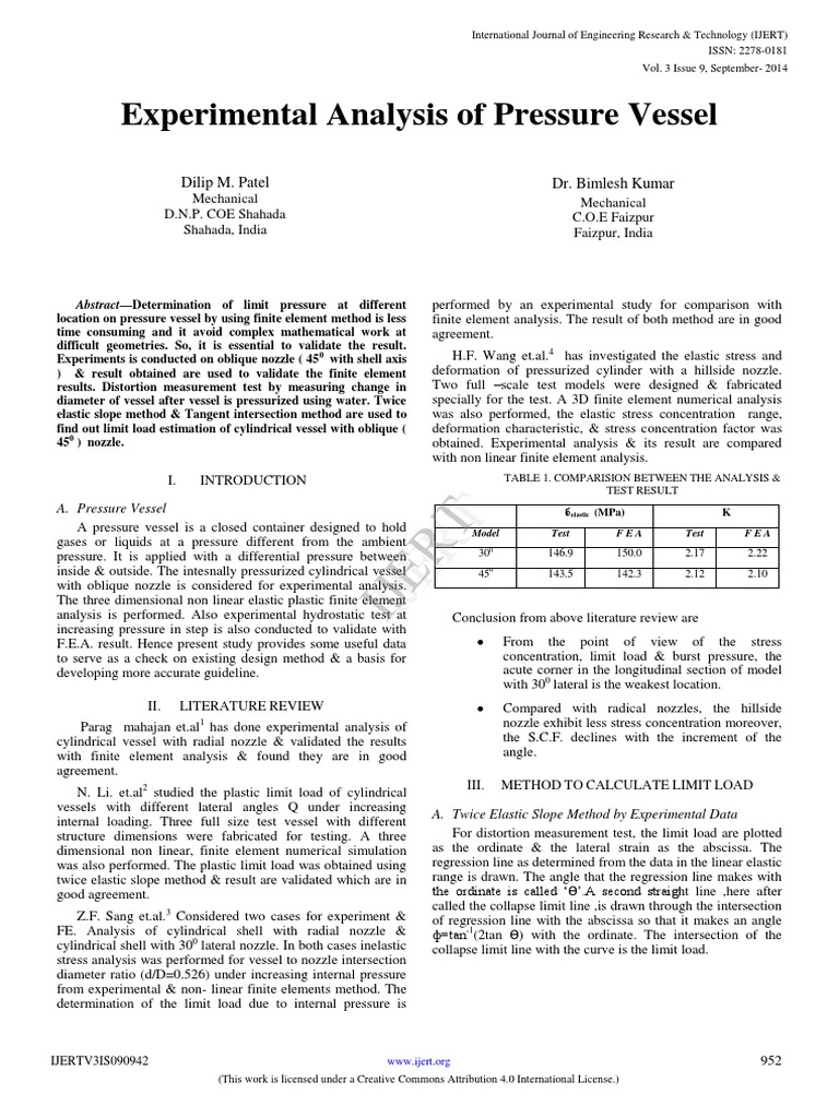 Experimental Analysis of Pressure Vessel | PDF | Finite Element Method ...