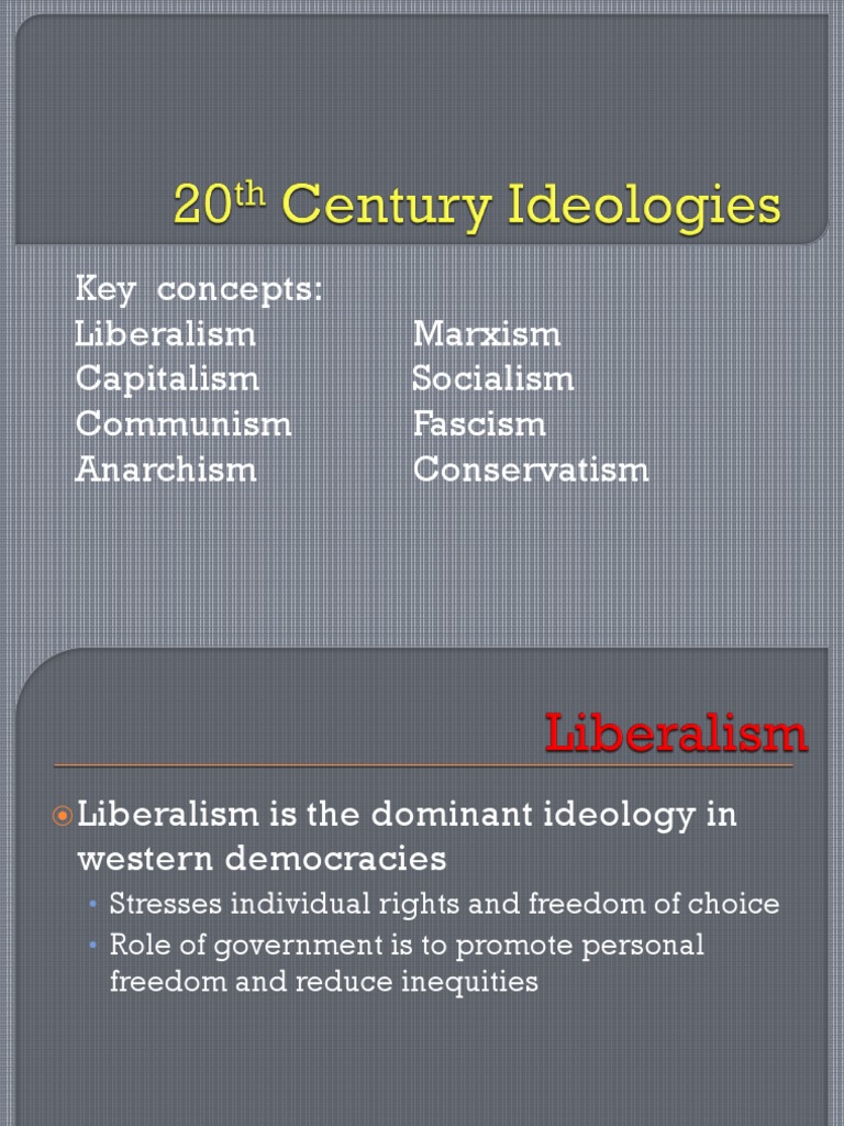 Key Concepts: Liberalism Marxism Capitalism Socialism Communism Fascism ...