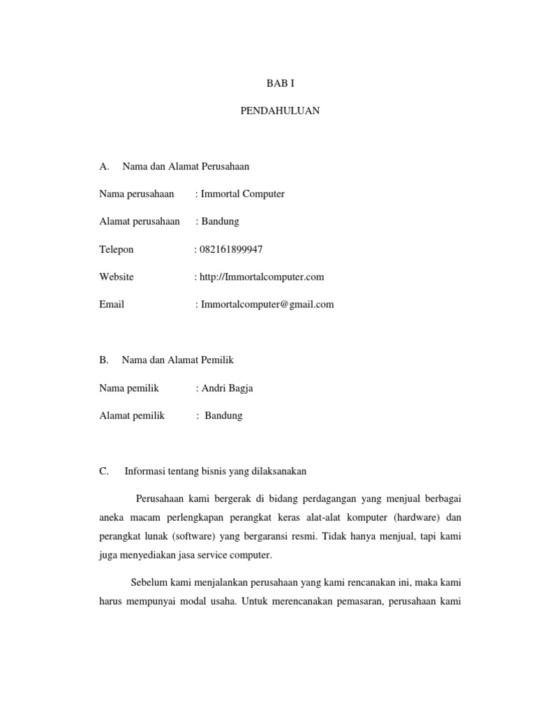 Bisnis Komputer Immortal Computer | PDF