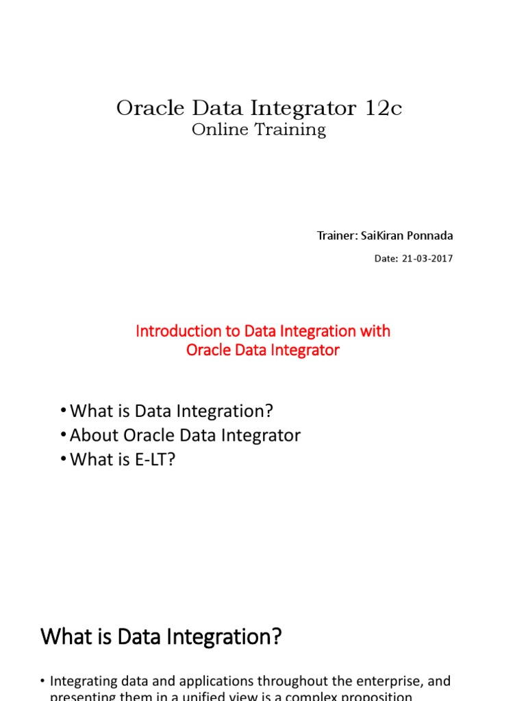 Learn Oracle Data Integrator 12c Online Training | PDF