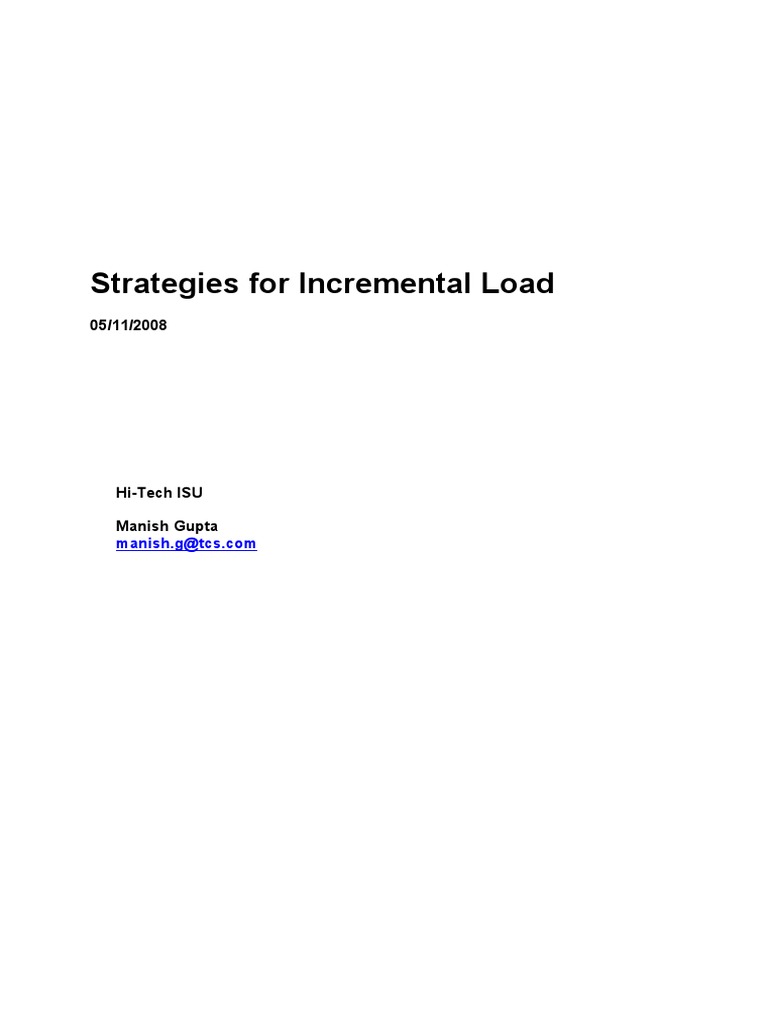 Strategies For Incremental Load | PDF | Data Warehouse | Data Management