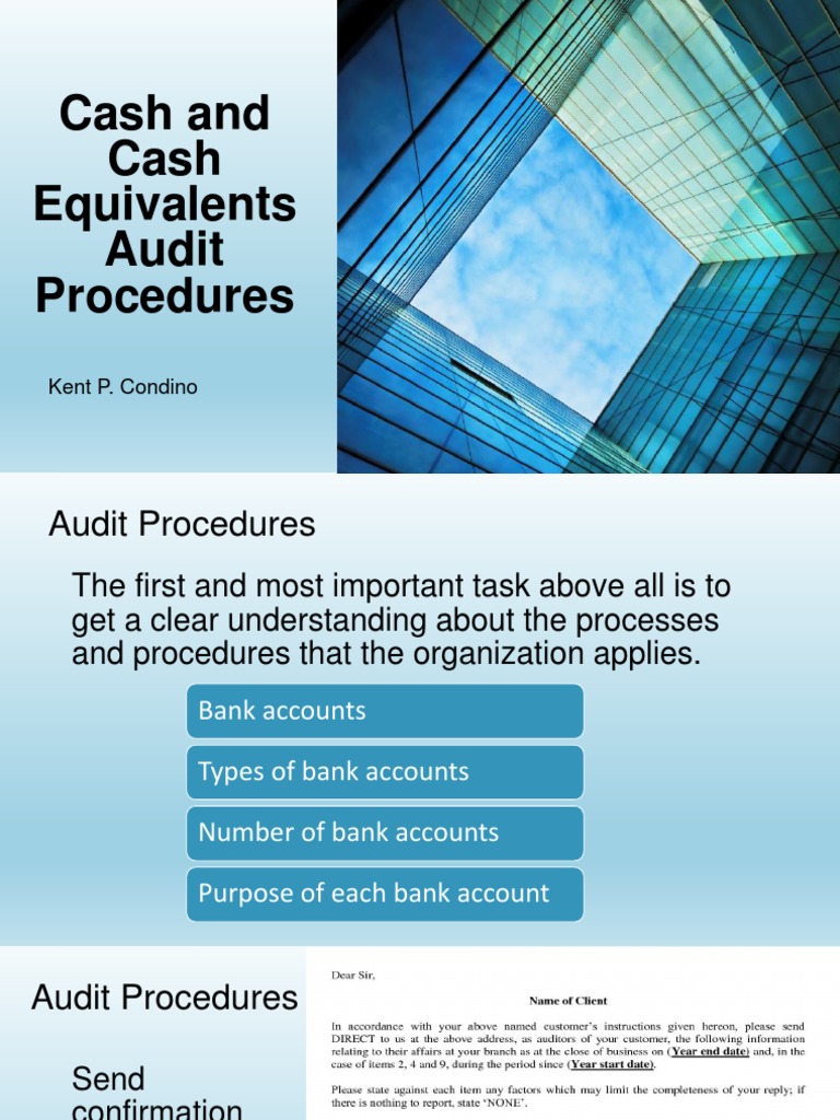 Cash and Cash Equivalents Audit Procedures CONDINO | PDF