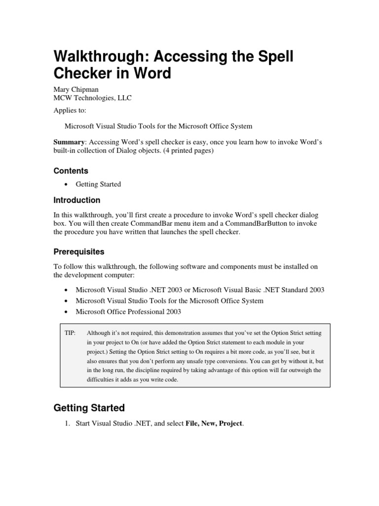 Accessing Word's Spell Checker in VBA | PDF | Microsoft Visual Studio ...