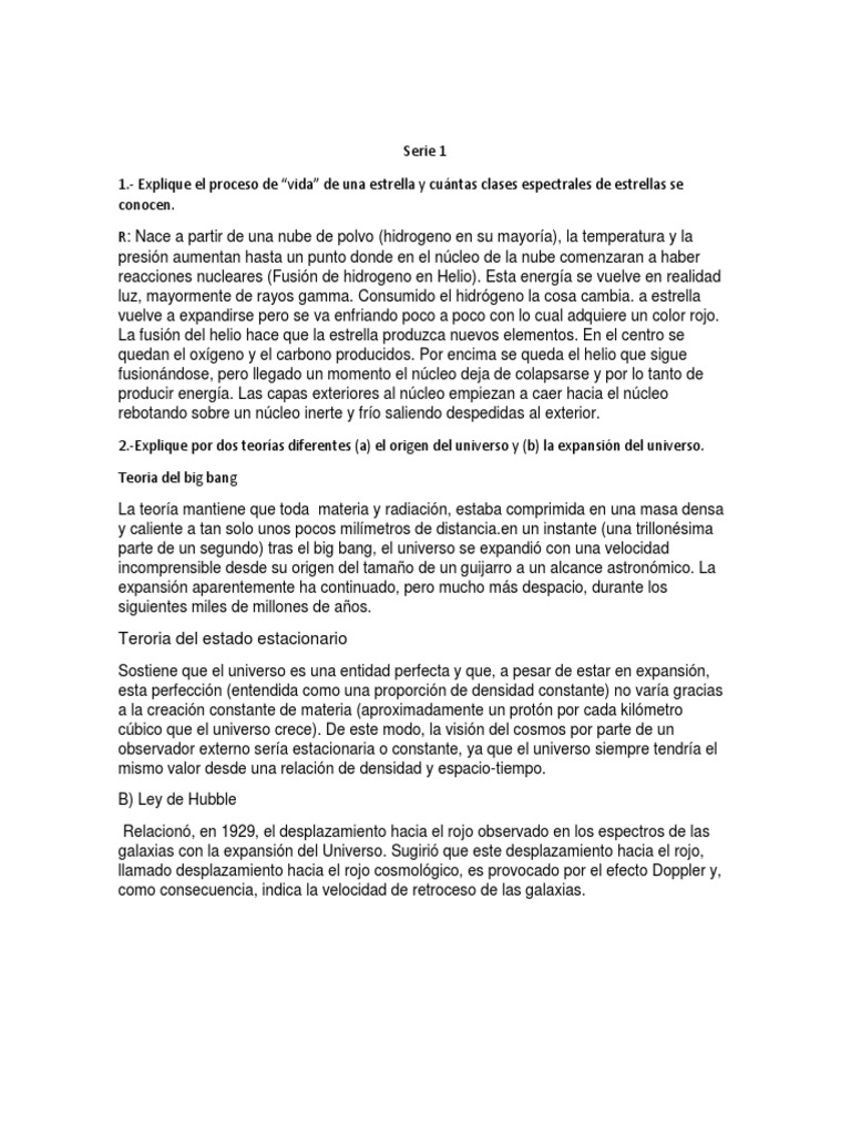 Serie 1 Nucleosíntesis y Origen Estelar de Los Elementos | PDF ...
