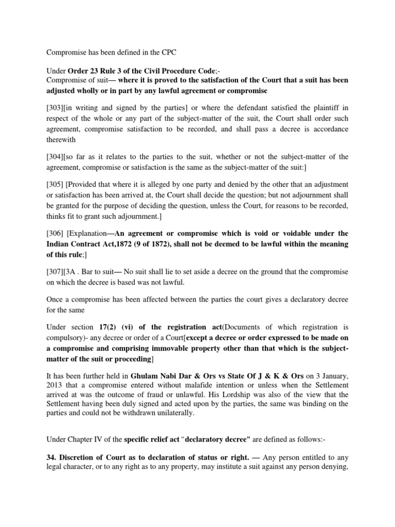 Declaratory Decree and Compromise | PDF | Declaratory Judgment | Decree