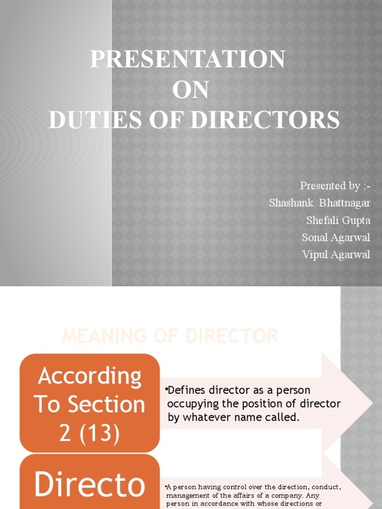 Duties and Responsibilities of Directors | PDF