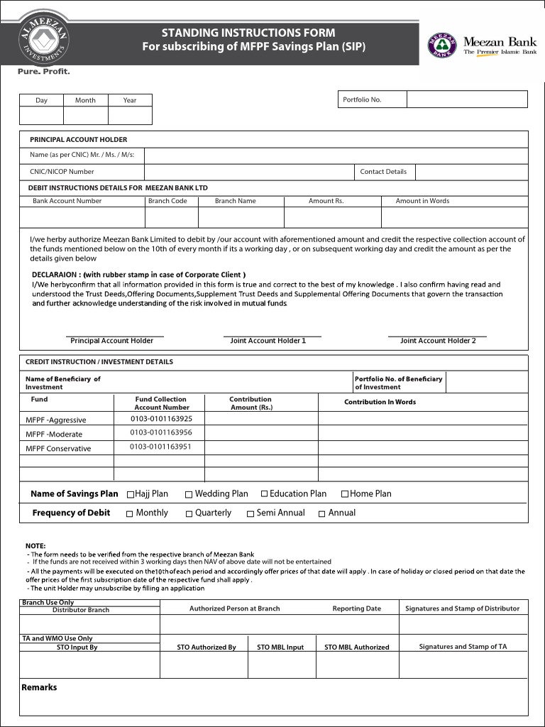 Standing Order Form For Saving Plan | PDF | Banks | Investing