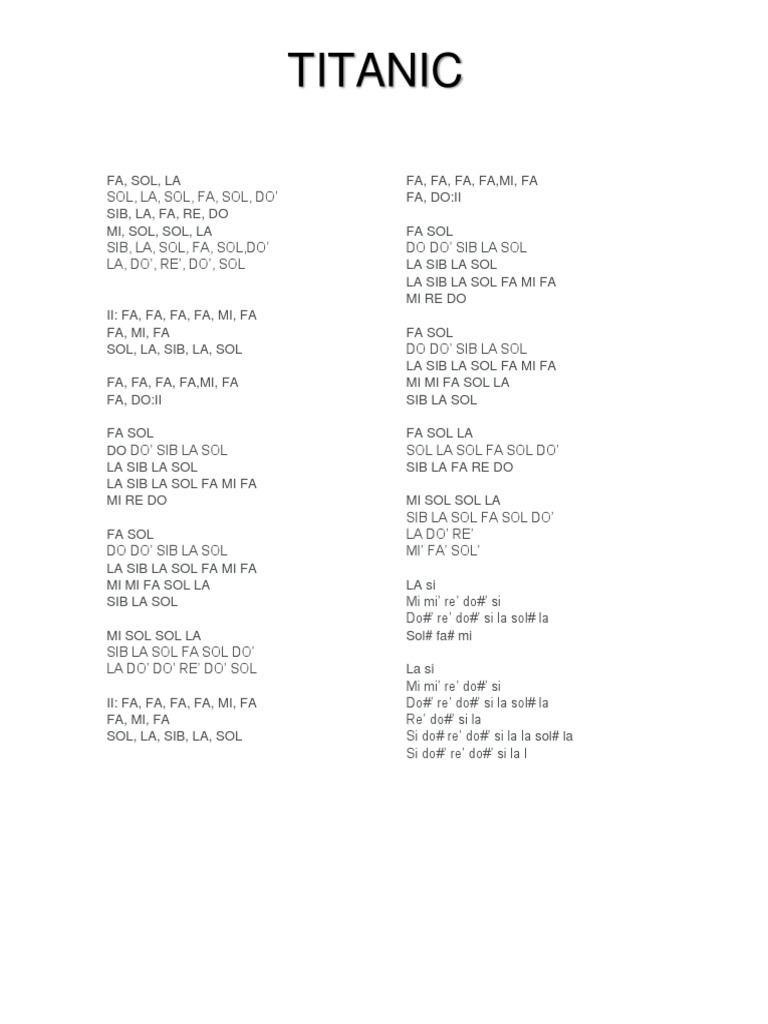 Notas de Canción de TITANIC para Flauta | PDF