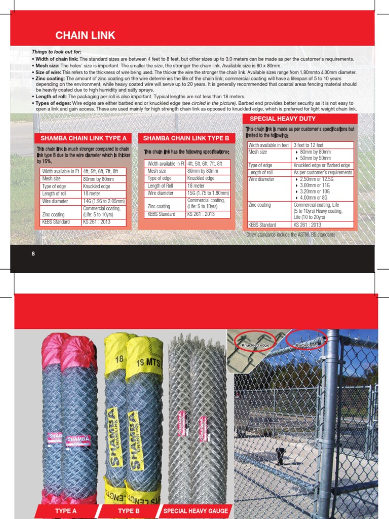 Wireprod Chainlink Specifications | PDF | Wire | Foot (Unit)