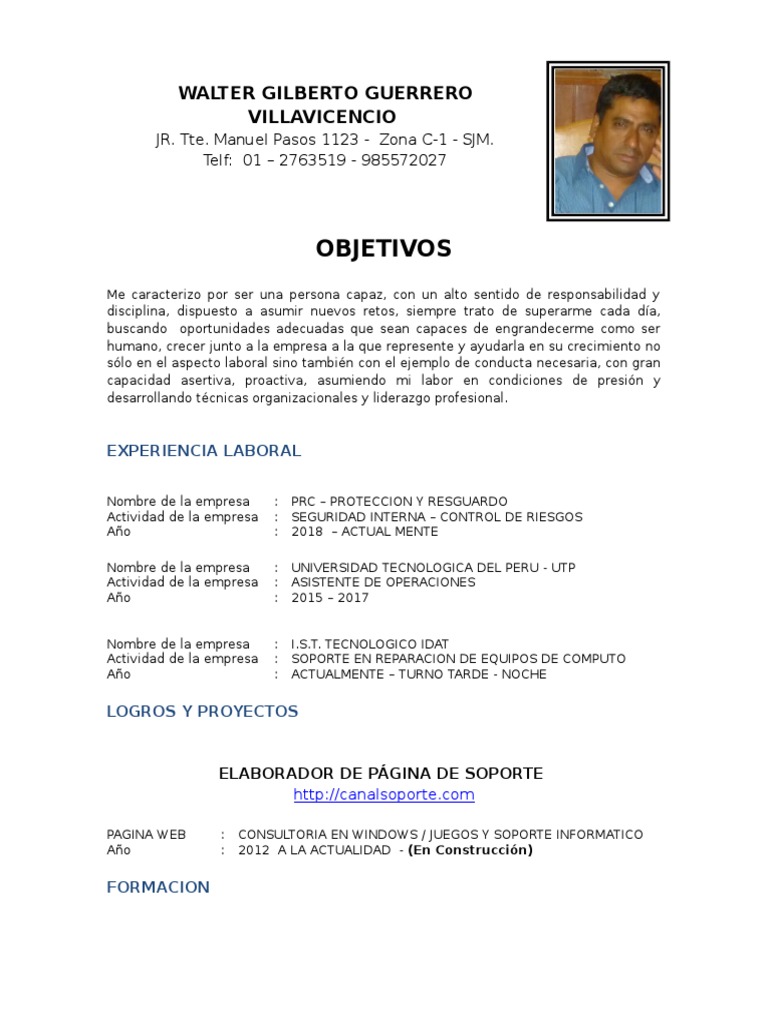 Curriculum Vitae Walter Guerrero Modifi 2018 | PDF | Microsoft Windows | Software