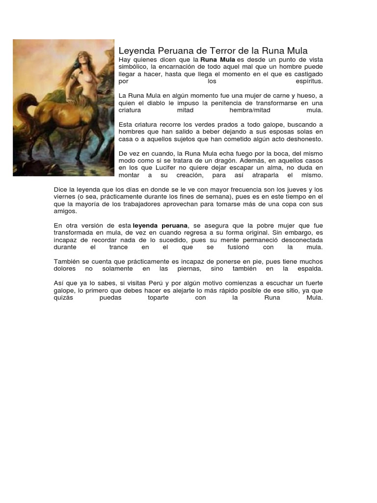 Leyenda Peruana de Terror de La Runa Mula | PDF | Naturaleza
