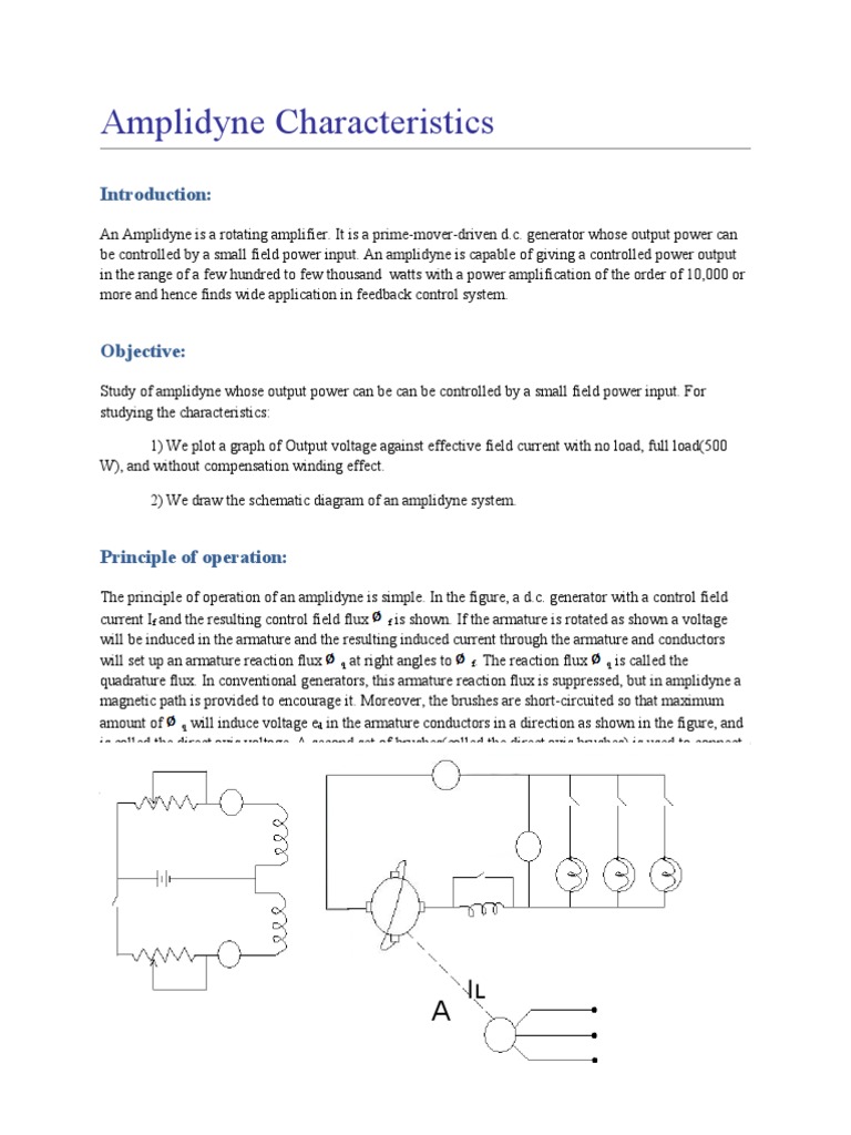 Amplidyne | PDF | Electric Motor | Electrical Equipment