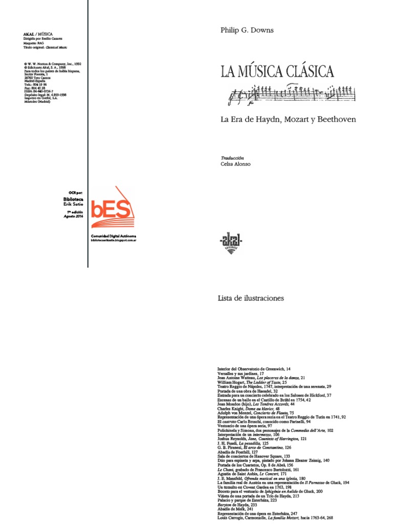 Philip Downs La Música Clásica La Era de Haydn Mozart y Beethoven PDF | PDF