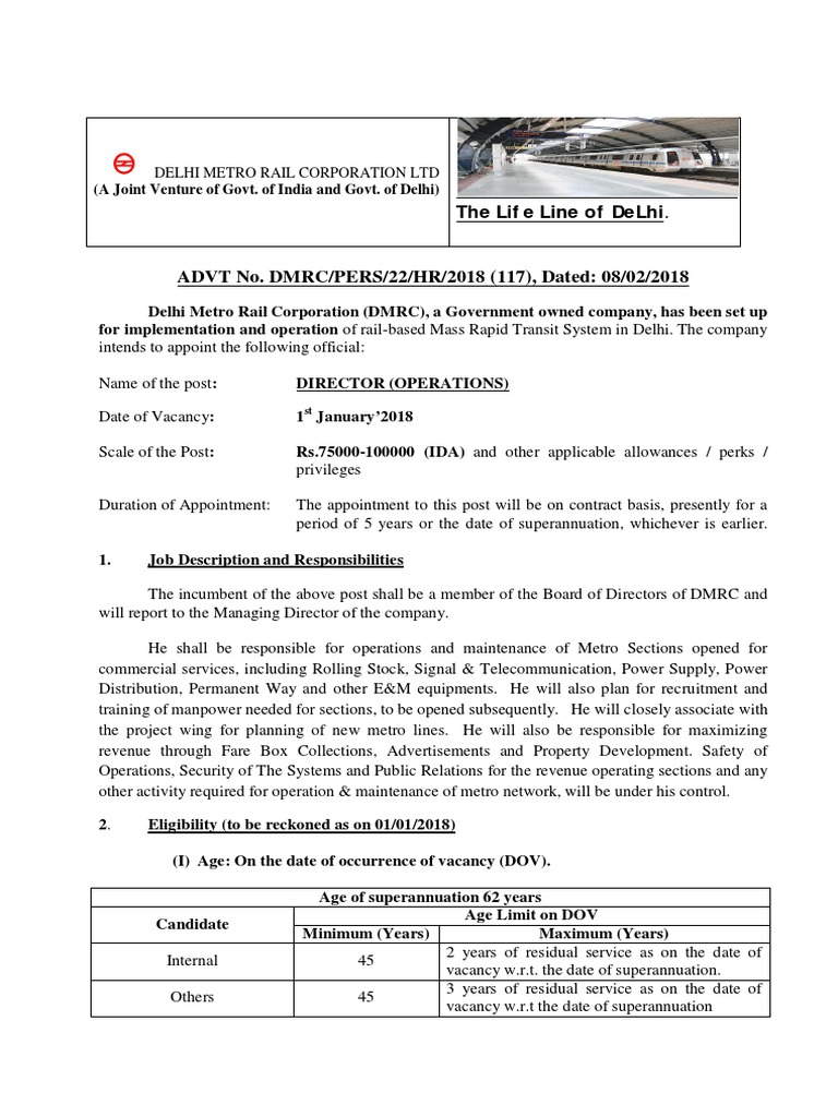 DMRC Director Operations 03 2018 | PDF | Government | Business