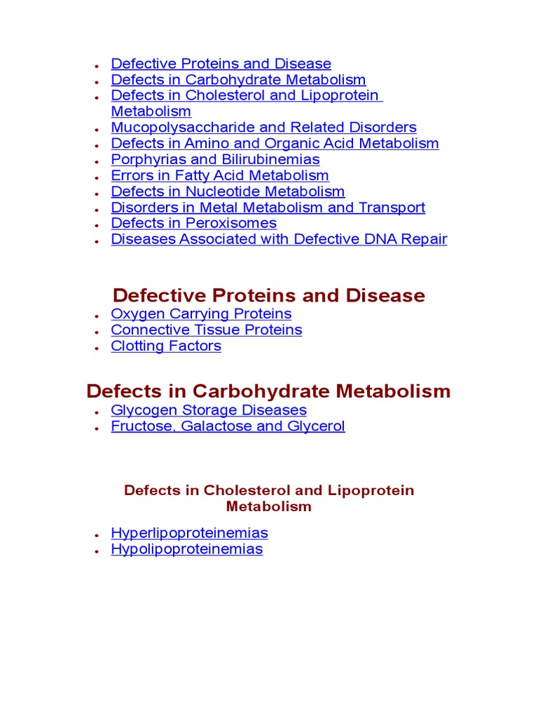 Defective Proteins and Disease: Defects in Cholesterol and Lipoprotein ...