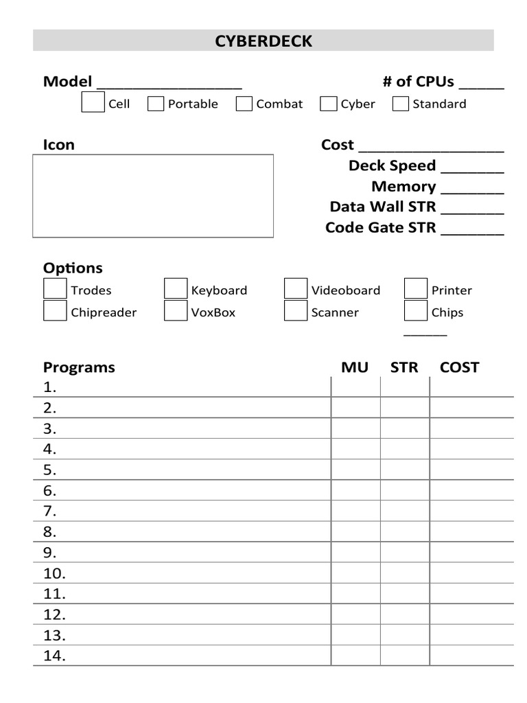 4x6 Cyberdeck Sheet | PDF