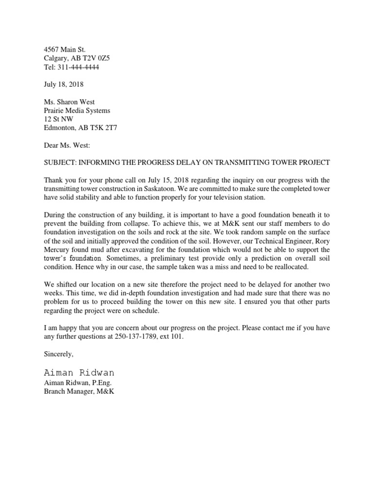 Negative Adjustment Letter Example | PDF