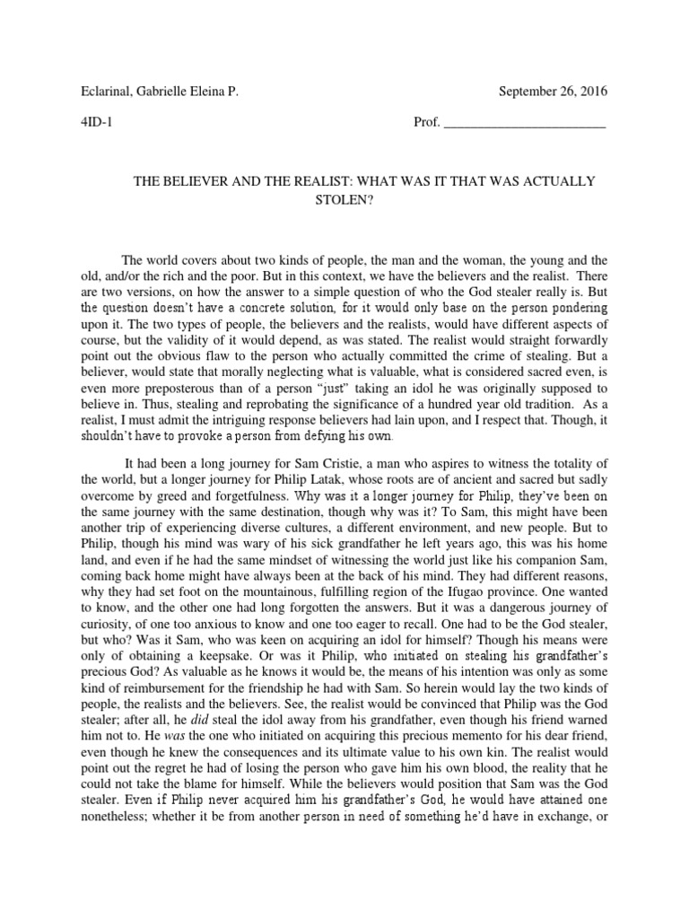 The God Stealer Reflection | PDF | God