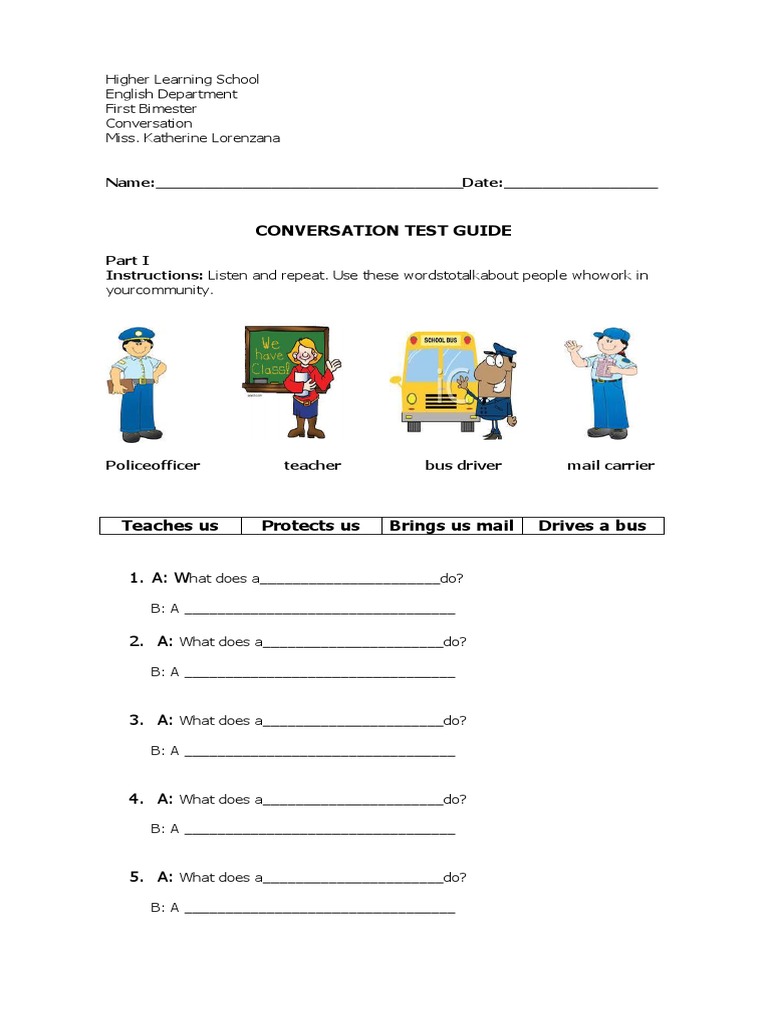 Community Helpers Conversation Guide | PDF