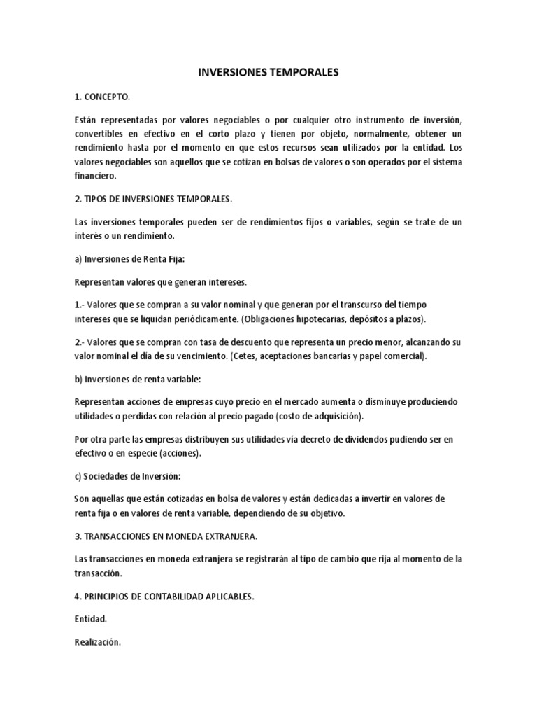 Inversiones Temporales | PDF | Compartir (Finanzas) | Inversiones