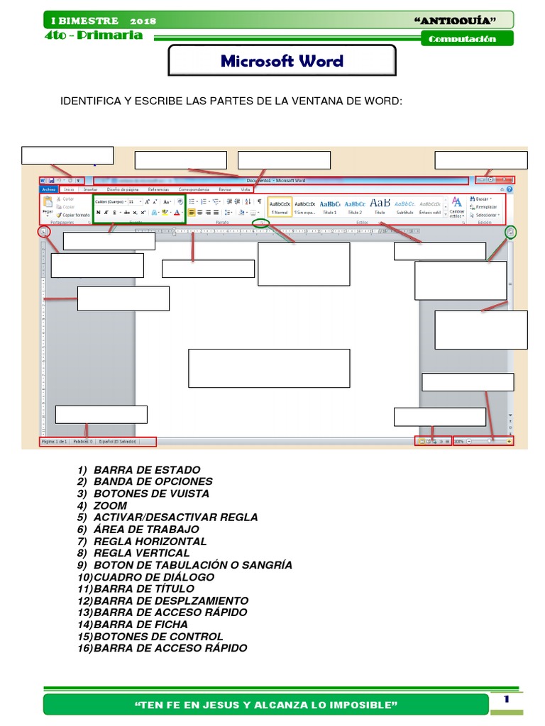 Ms Word Partes de Word 4to Primaria | PDF