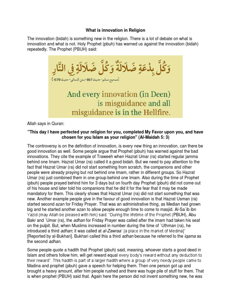What Is Innovation (Bidah) | PDF | Hadith | Mosque