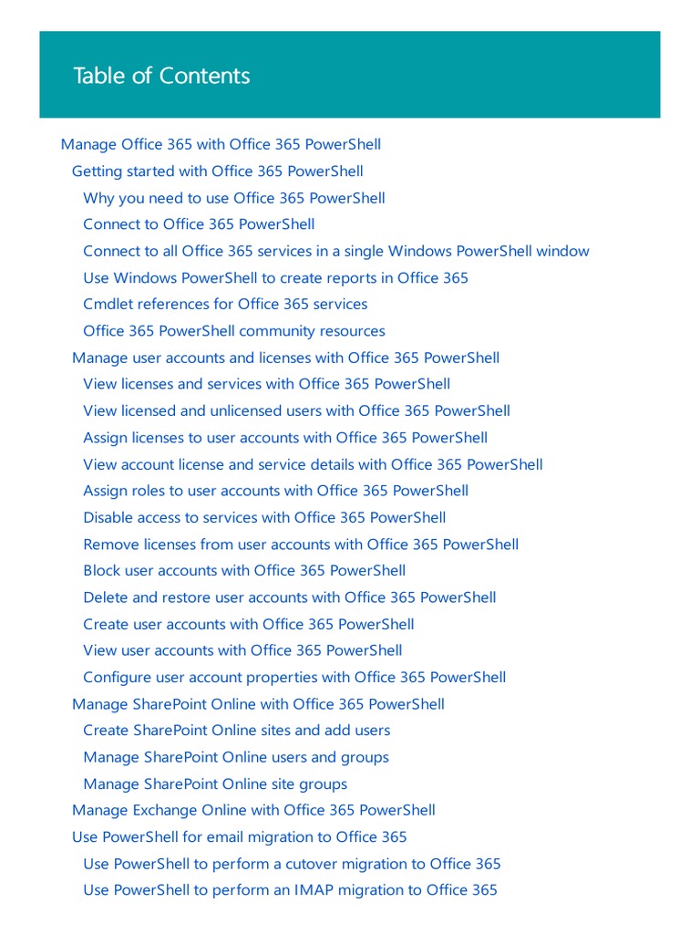Manage Office 365 With Office 365 PowerShell | PDF | Office 365 | Share ...