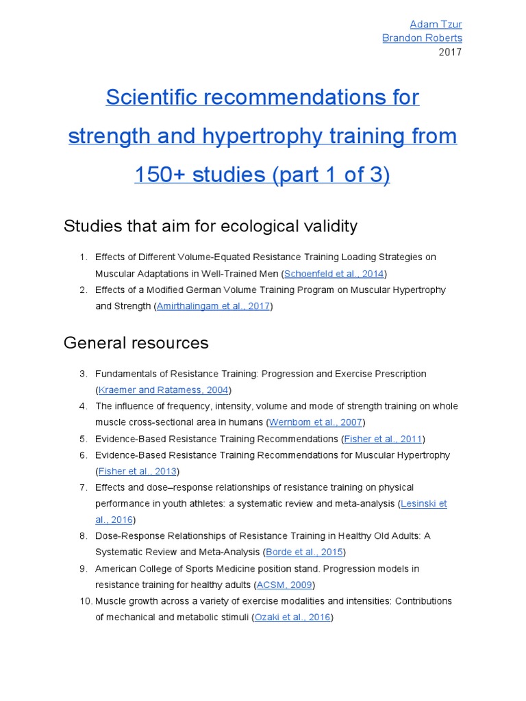 150 Studies From Scientific Recommendations For Strength and ...