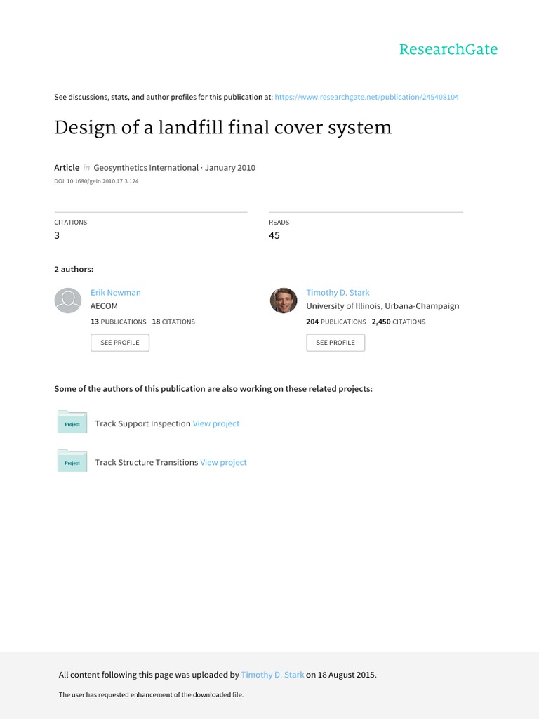 Design of A Landfill Final Cover System | PDF | Adhesion | Friction