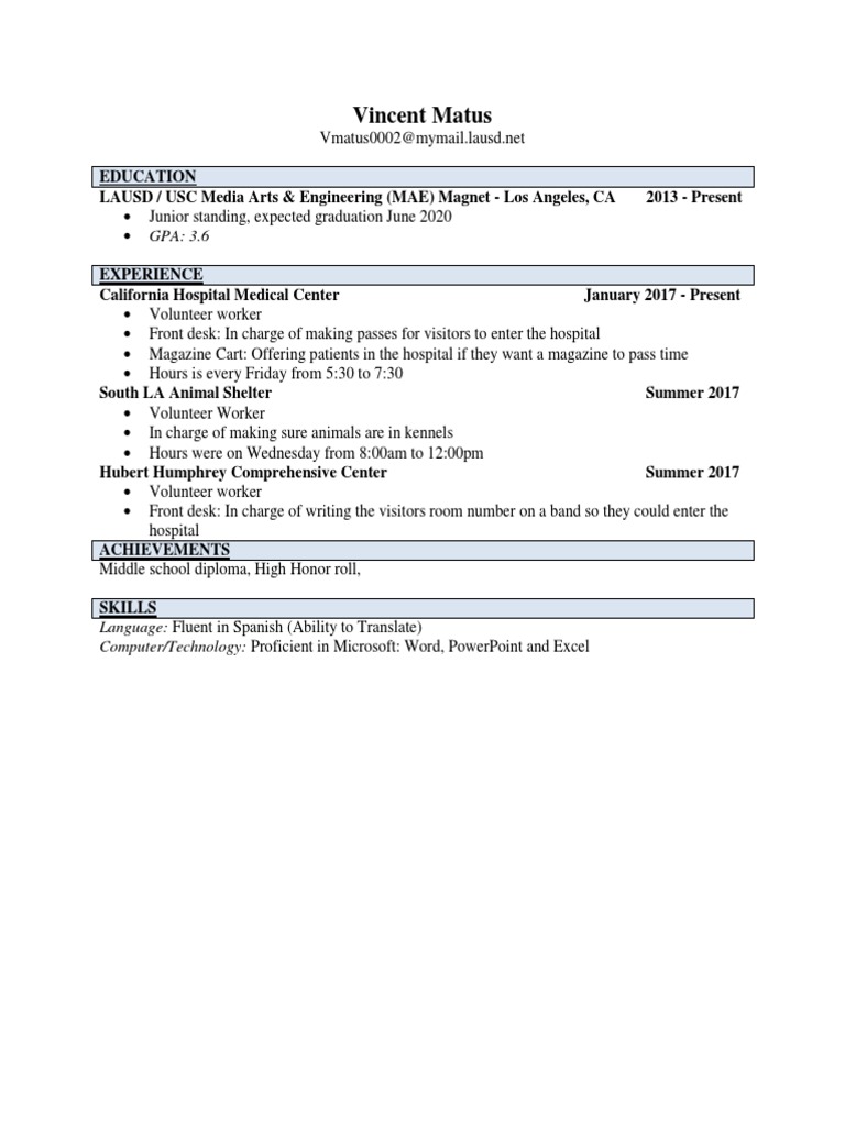 Vincent Resume | PDF