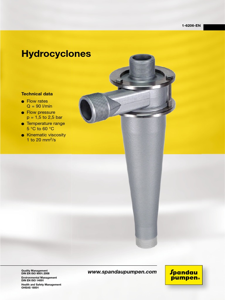 Hydrocyclones: Technical Data | PDF | Continuum Mechanics | Applied And ...