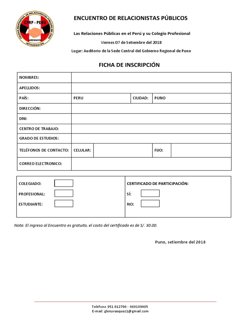 Modelo de Ficha de Inscripción para Un Evento | PDF