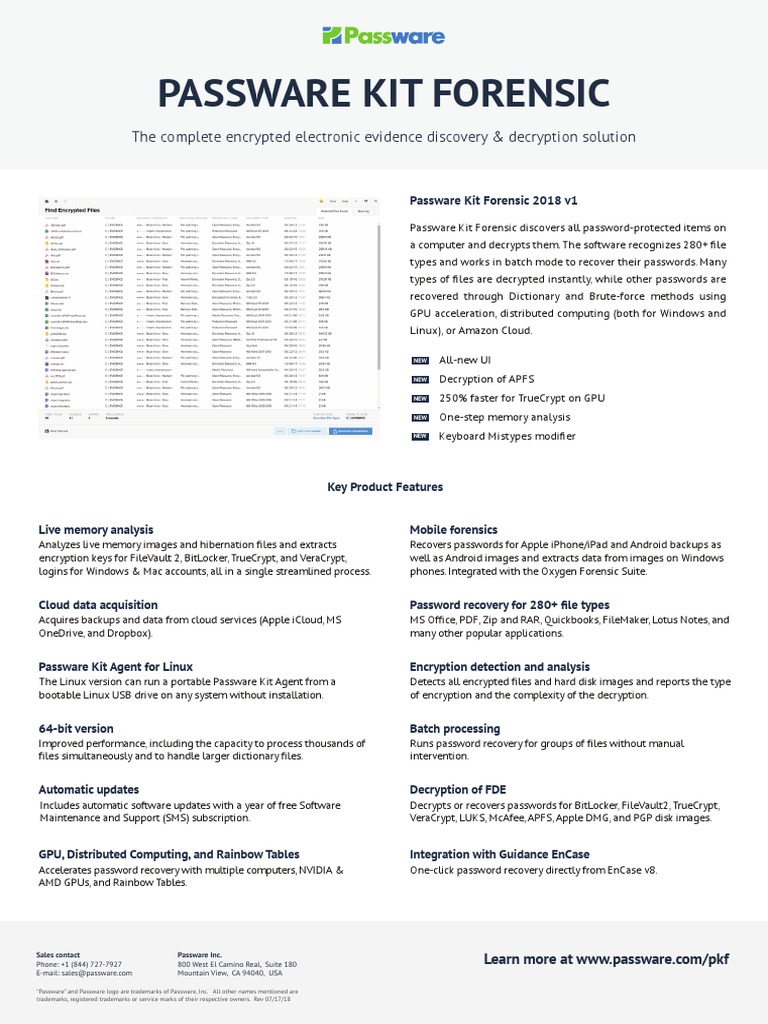 Passware Kit Forensic decrypts 280+ file types | PDF | Graphics Processing Unit | System Software