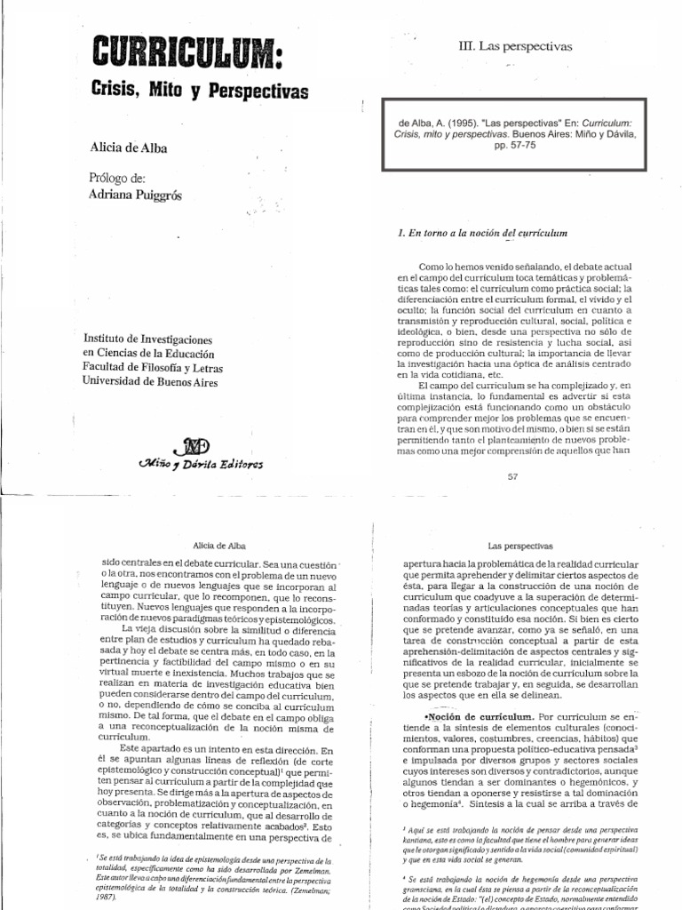 Curriculum Crisis, Mito y Perspectivas. EJE 2 | PDF | Plan de estudios | Sociedad