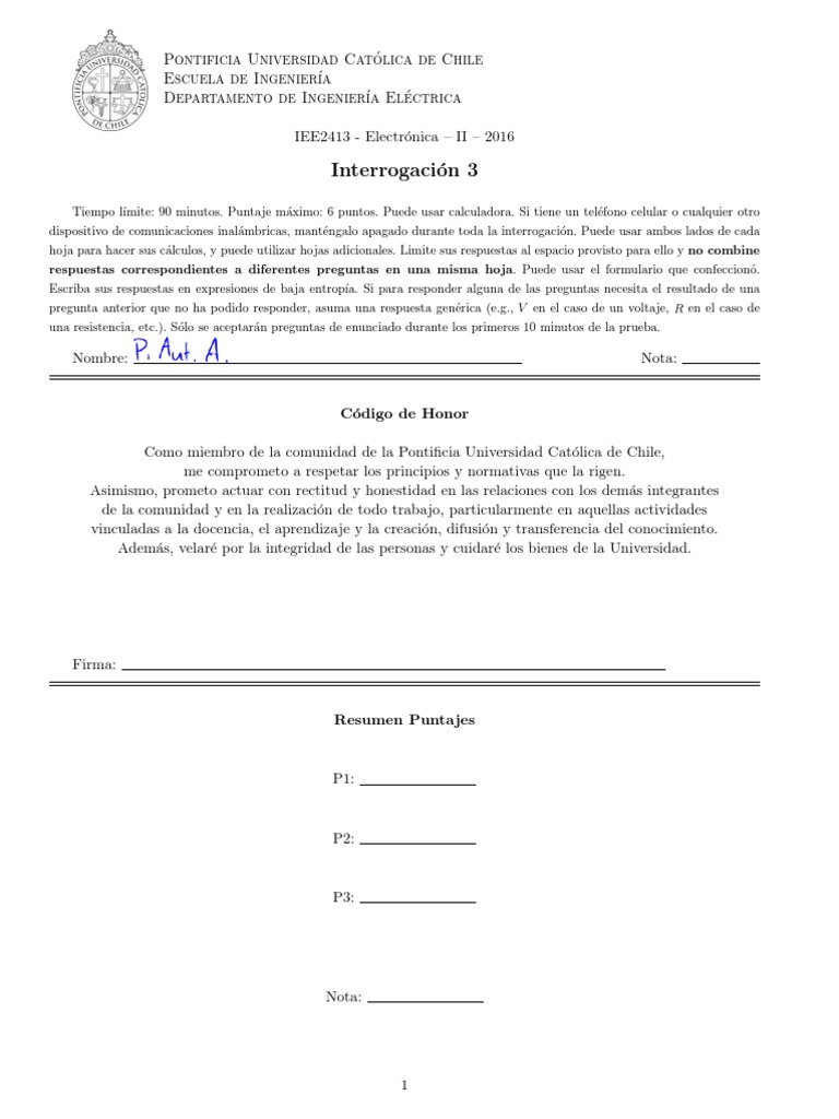 IEE2413 - Electrónica II - Interrogación 3 | PDF | Transistor | Mosfet