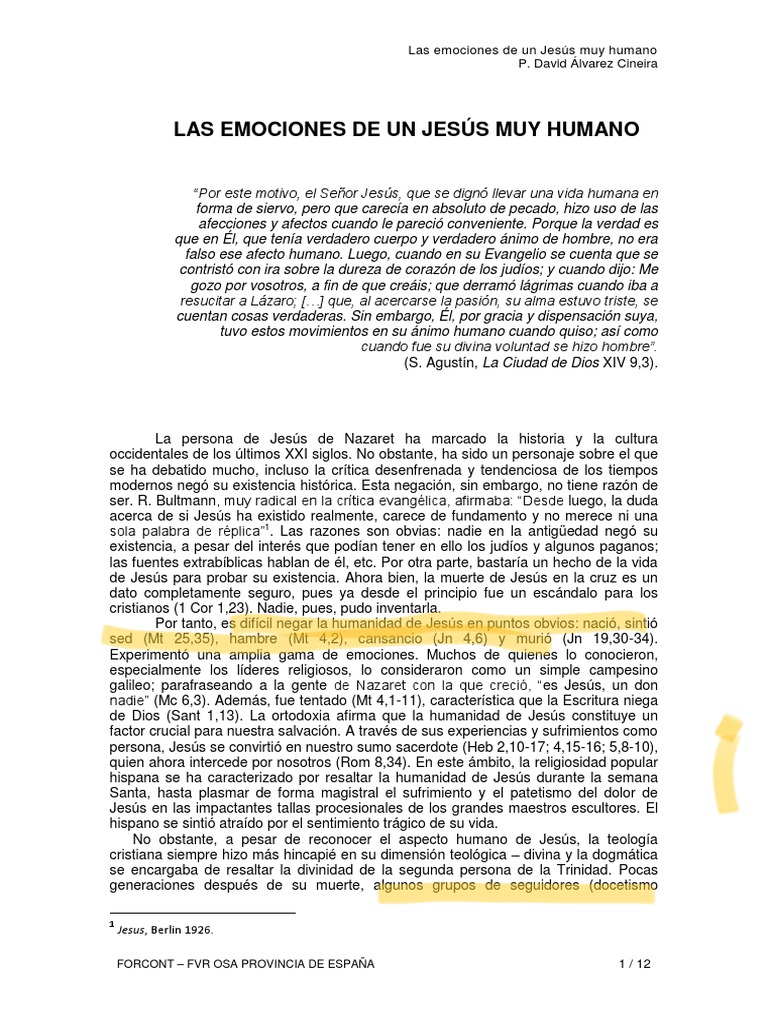Tema Las Emociones De Un Jesus Muy Humano Pdf Pdf Evangelios Jesús