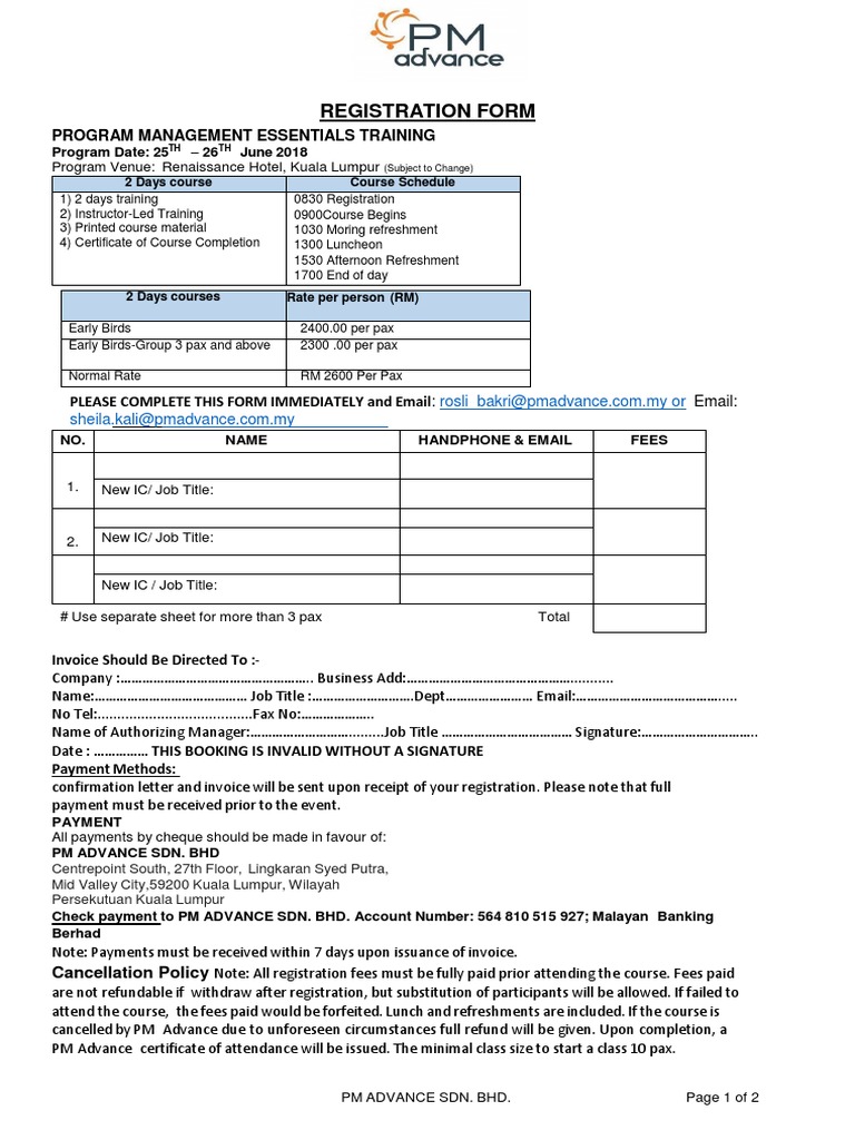 PM Essential Registration Form | PDF | Payments | Cheque