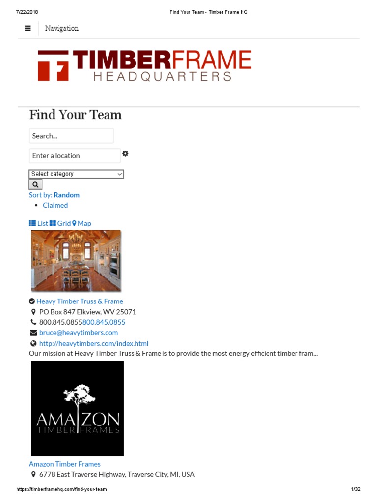 Contractors Timber All Link - Find Your Team - Timber Frame HQ | PDF ...