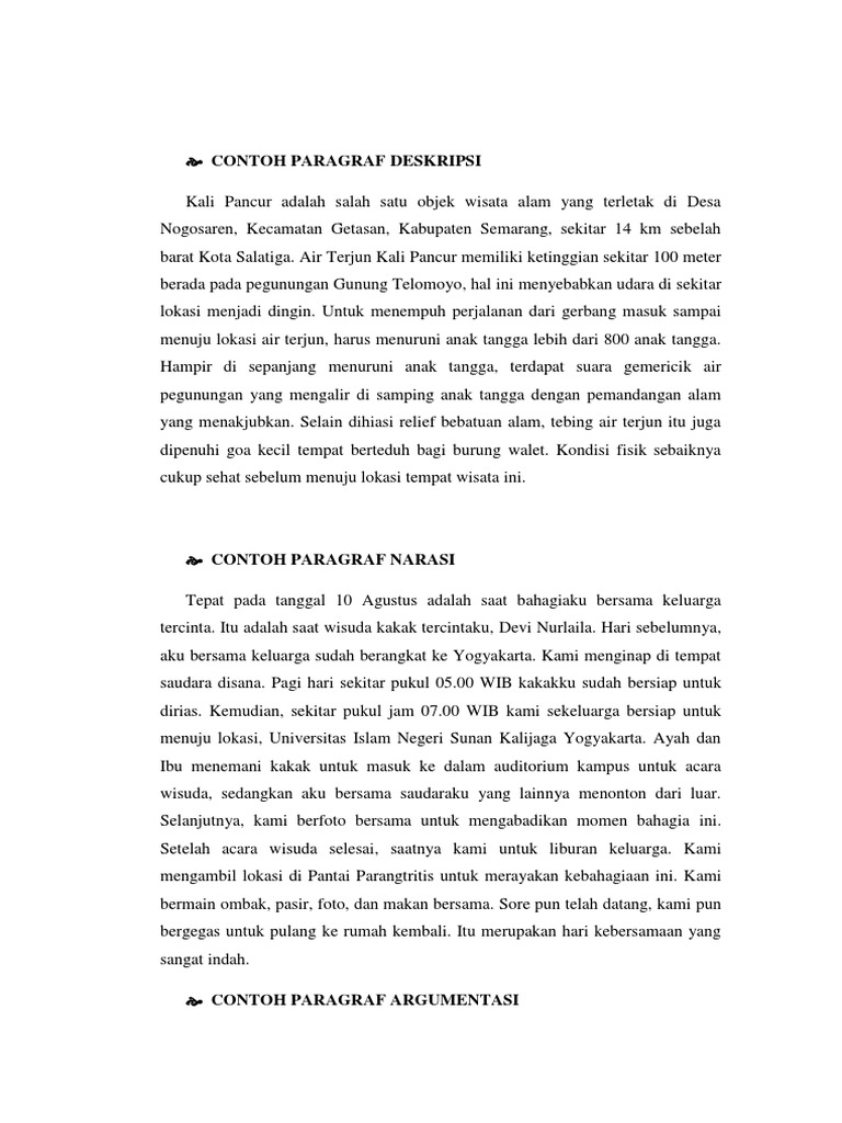 Contoh Paragraf Deskripsi | PDF