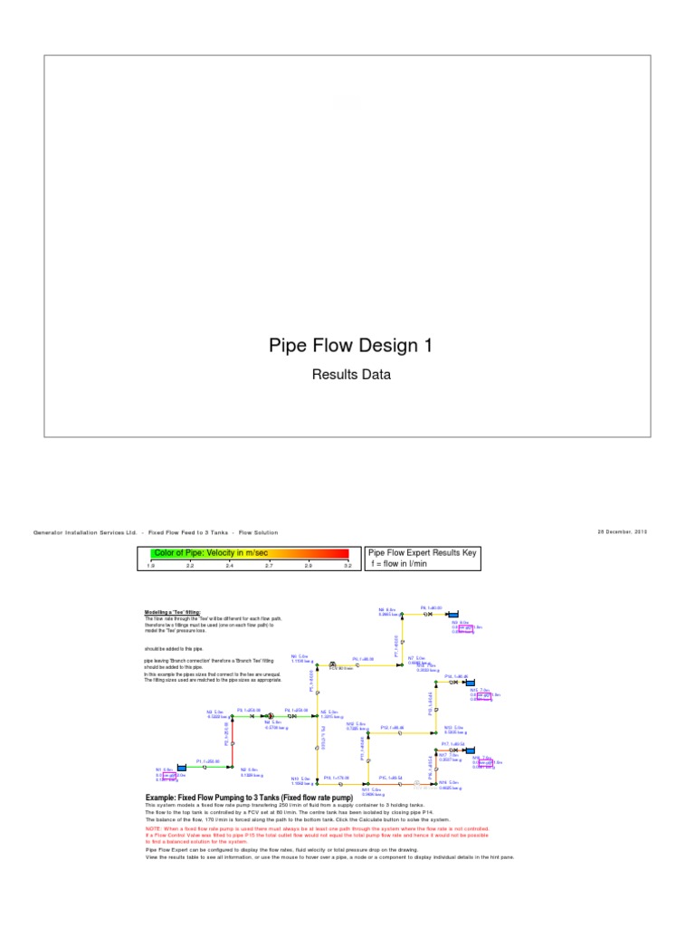 Pipe Flow Design 1: Results Data | PDF | Pump | Fluid Dynamics