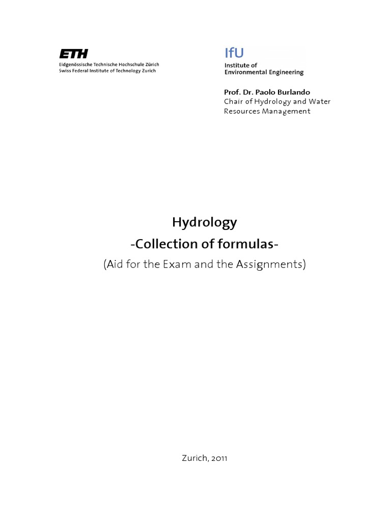 Hydrology - Collection of Formulas-: (Aid For The Exam and The ...