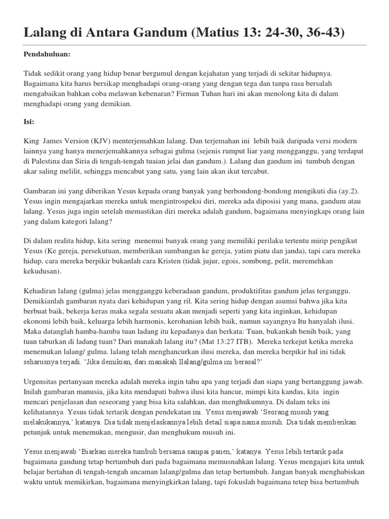 Lalang Di Antara Gandum | PDF