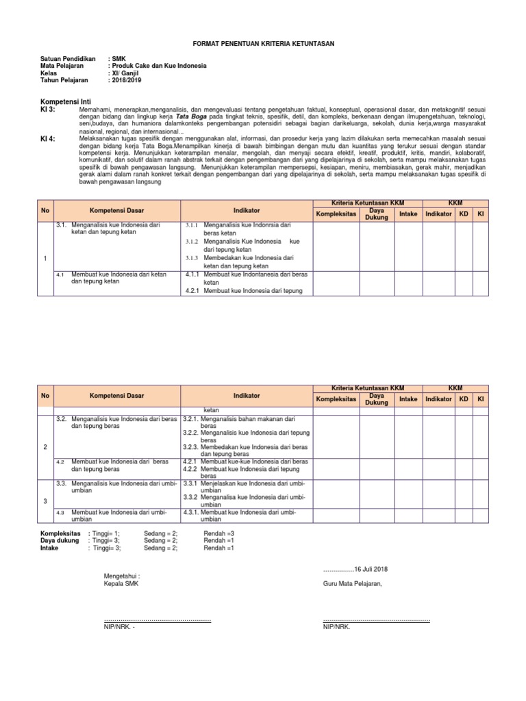 Contoh Format Penentuan KKM | PDF